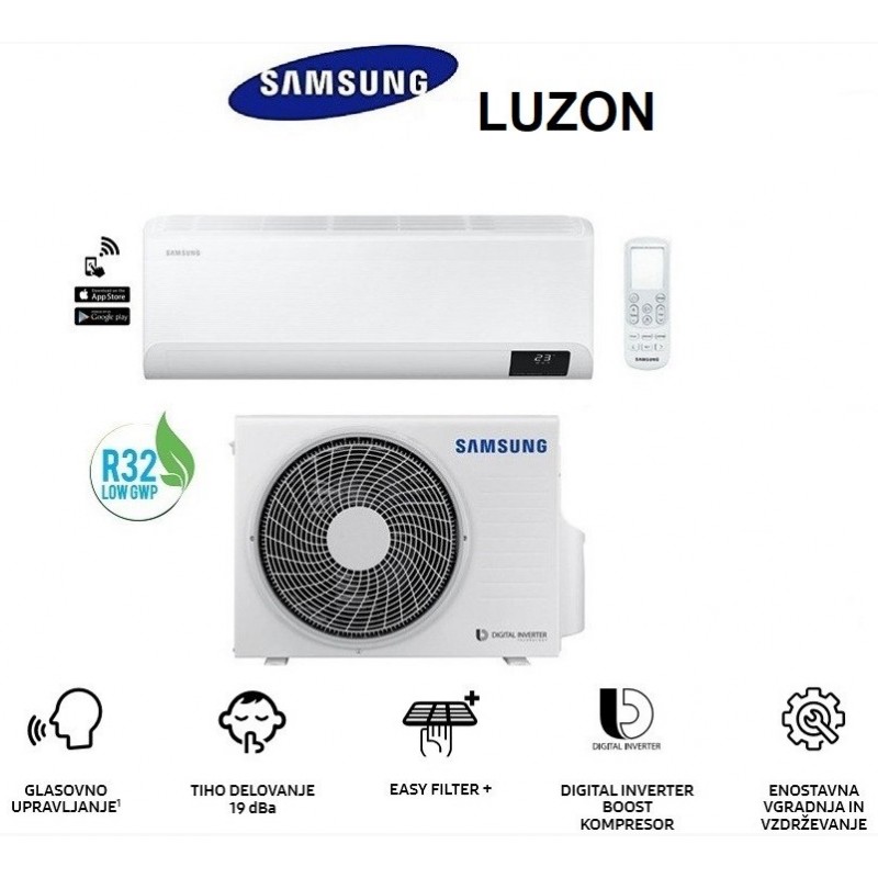 Klimatska naprava SAMSUNG AR50F12C1BHNEU/AR50F12C1BHXEU LUZON S2 + montaža na ključ z nosilnimi ...